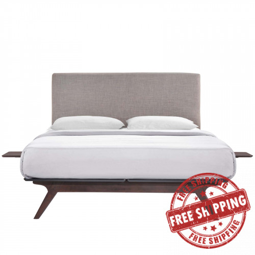 Modway Mod 5485 Cap Gry Set Tracy 3 Piece Full Bedroom Set In Cappuccino Gray